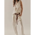 Beige Womens Sleeveless Tie-Side Embroidered Lace Trim Boho Flowy Mini ...