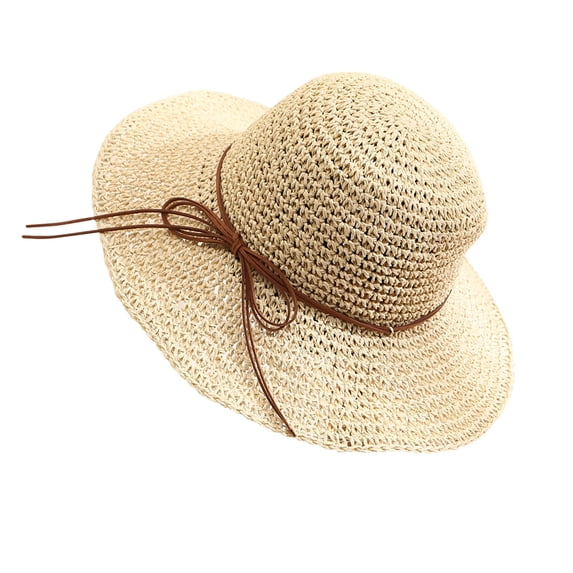 Beige Womens Sun Hat Solid Color Foldable Fisherman Hat For Beach ...
