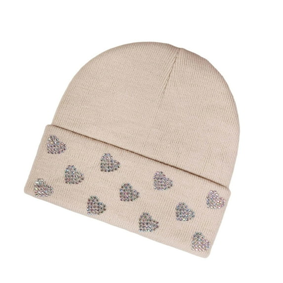 Beige Womens Winter Knitted Beanie Hat Patterned Curled Edgeless Warm ...