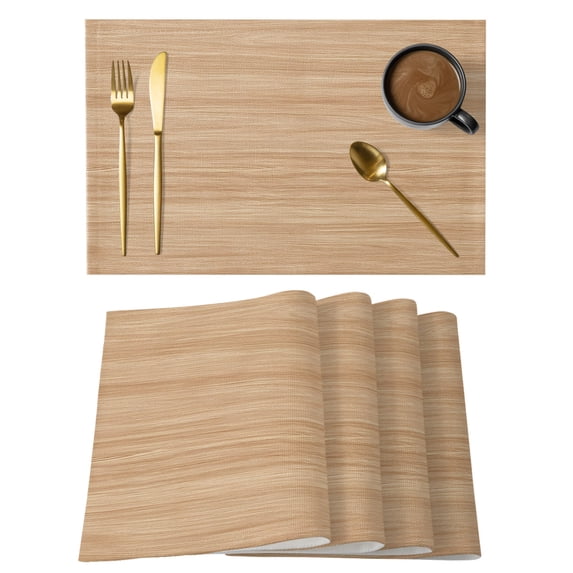 Beige Wood Grain Cotton Linen Placemats Set of 1, Farmhouse Tree Wooden ...
