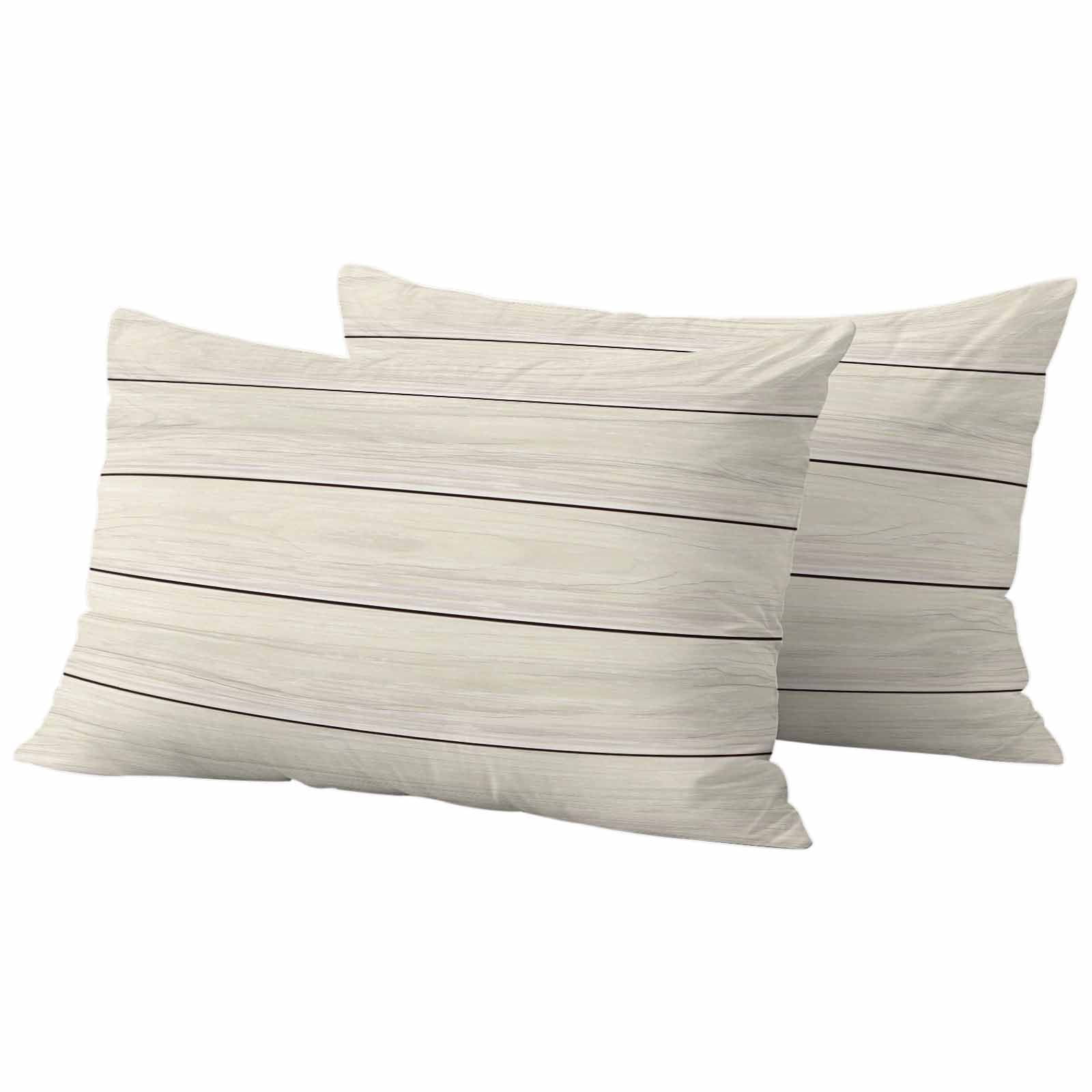 Beige Wood Grain Outdoor Pillow Covers 20"x12" Set of 2,Waterproof ...