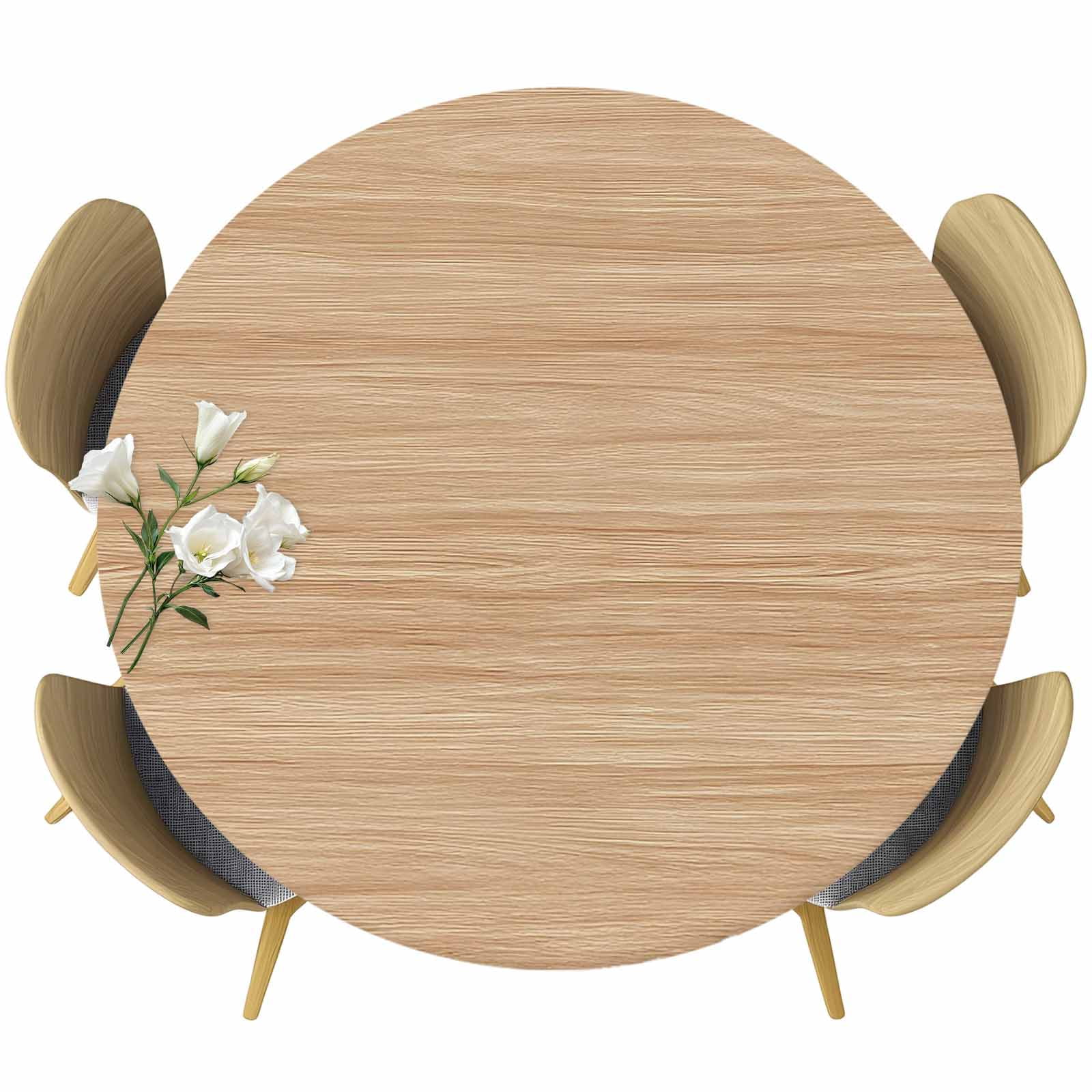 Beige Wood Grain Round Fitted Tablecloth with Elastic Edge, Farmhouse ...