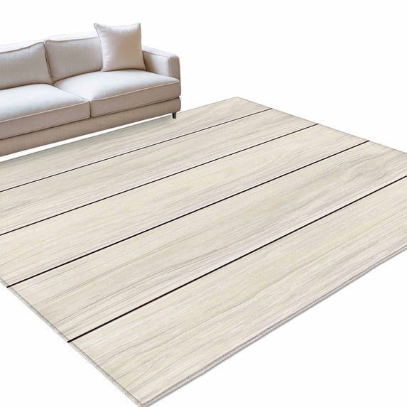 Beige Wood Grain Washable Rug 6x9 Area Rug for Living Room Bedroom Non ...