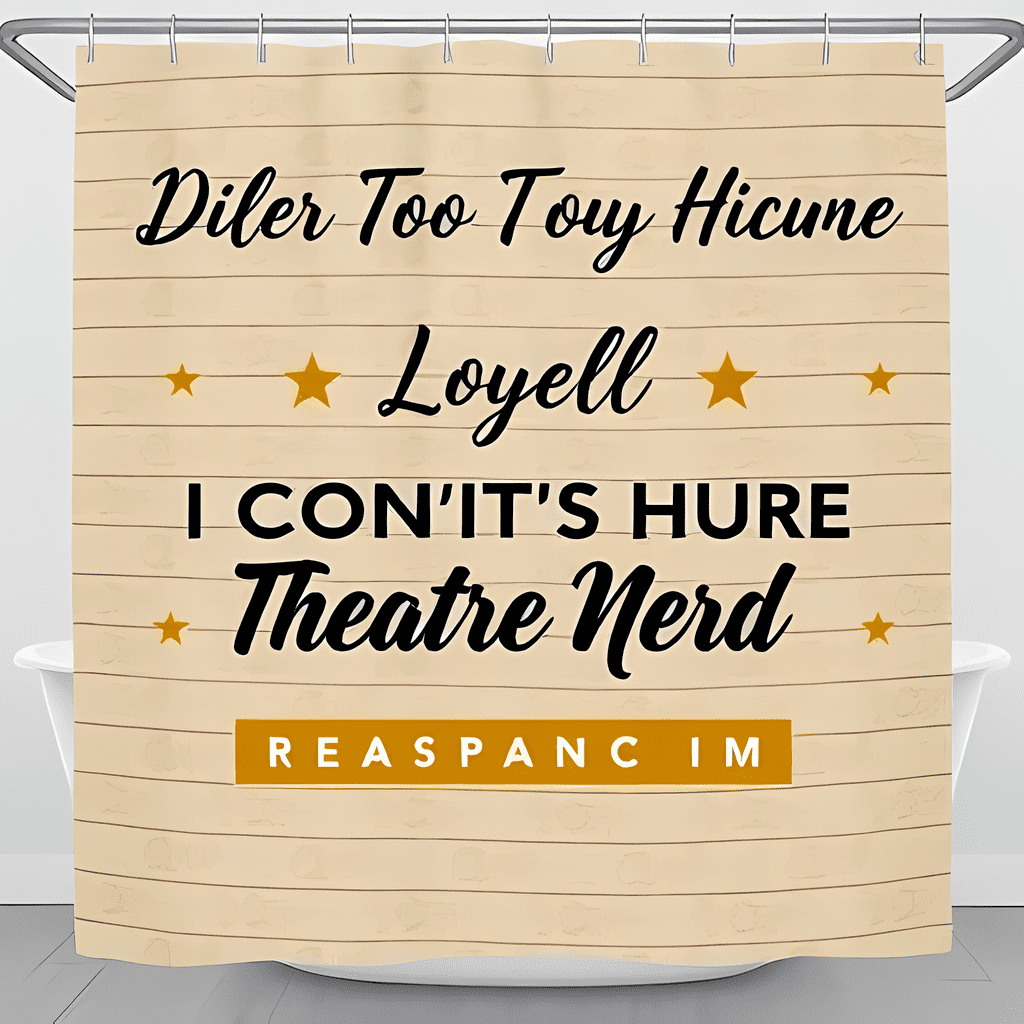 Beige Wood-Panel Shower Curtain with Playful Theatre Quotes - Perfect ...
