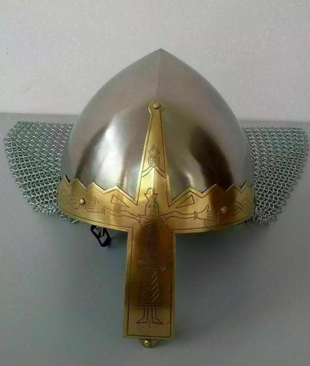 Birka Helmet - Nasal Helmet with Chainmail - Viking Metal Helmet ...
