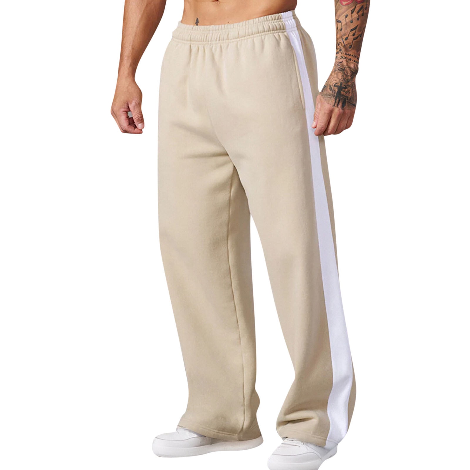 Beige Work Out Athletic Lounge Running Trousers Pants for Man Fall ...