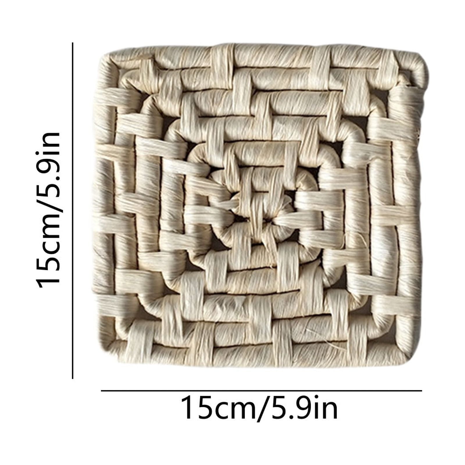 Beige Woven Corn Husk Coasters 15Cm Natural Heat-Resistant Table Mats ...