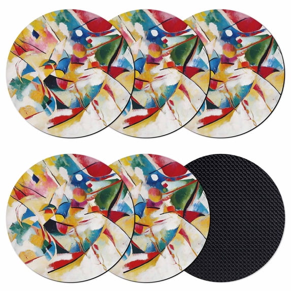Beige Yellow Geometric Coasters Set of 6, Absorbent Coasters for Drinks ...