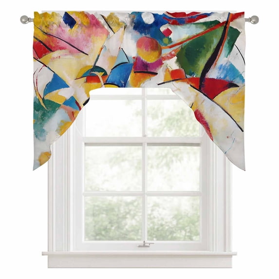Beige Yellow Geometric Kitchen Curtains Swag Valance for Windows ...
