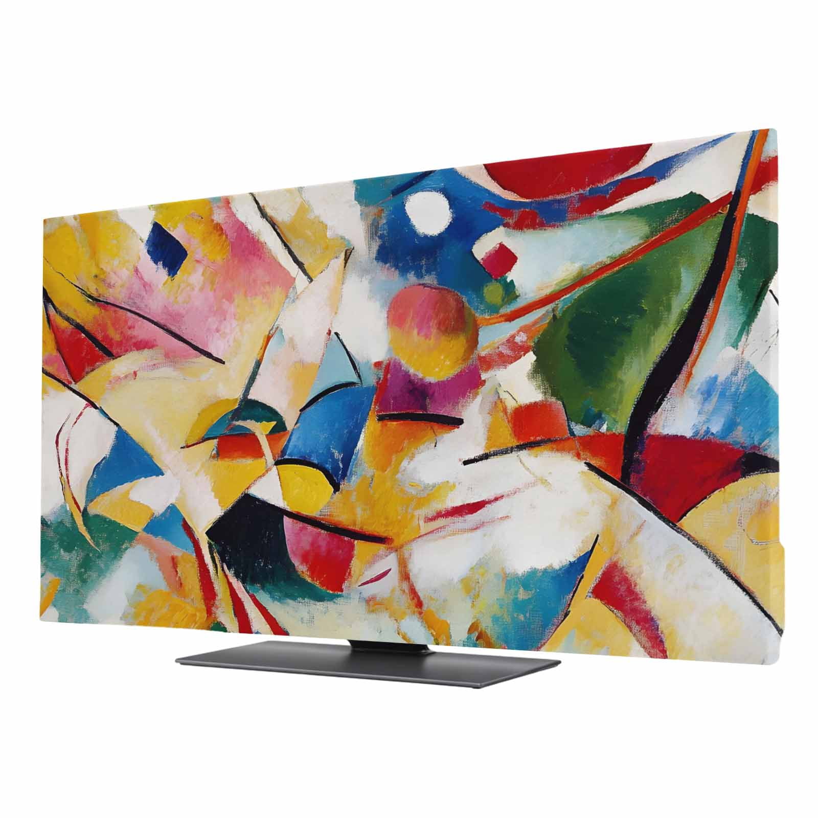 Beige Yellow Geometric TV Cover for 24 Inch Screen, Stretch Fabric ...