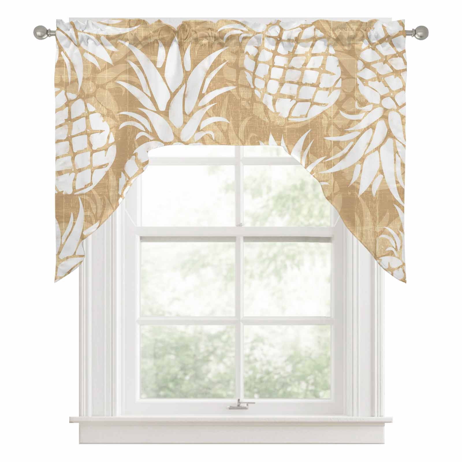 Beige Yellow Pineapple Kitchen Curtains Swag Valance for Windows ...