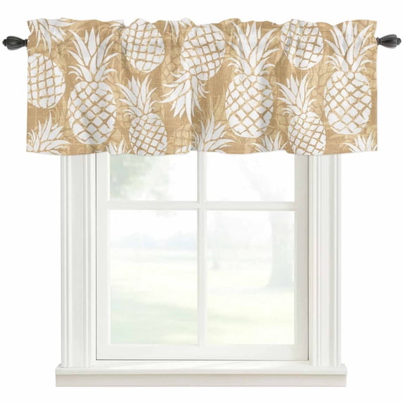 Beige Yellow Pineapple Valances for Windows Farmhouse Kitchen Curtains ...