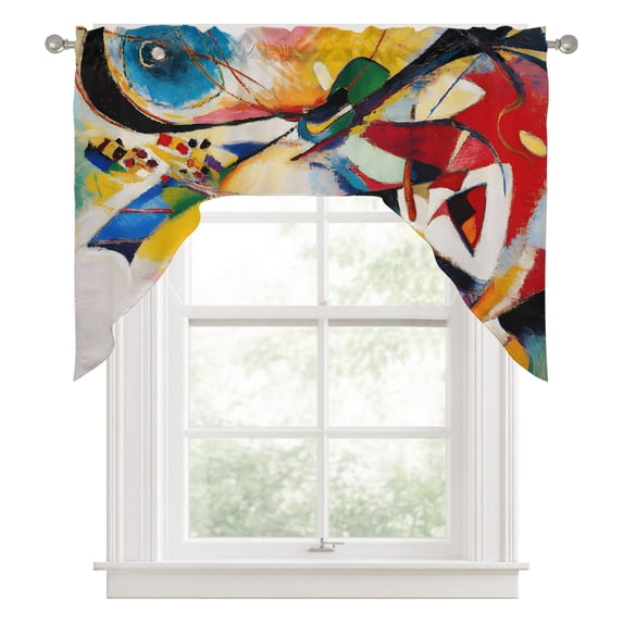 Beige Yellow Red Geometric Kitchen Curtains Swag Valance for Windows ...