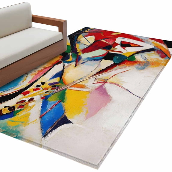 Beige Yellow Red Geometric Kitchen Runner Rug 2.7x5 Washable Runners ...