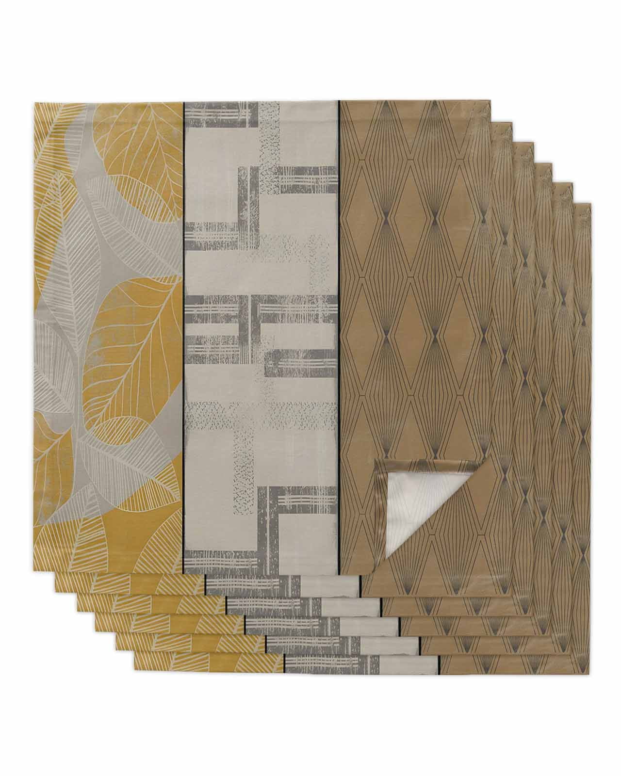 Beige Yellow Textured Cloth Napkins Set of 6 Reusable Dinner Napkins ...