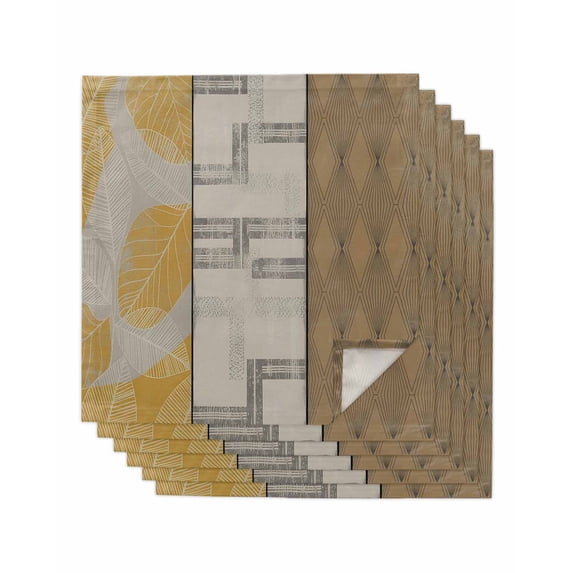 Beige Yellow Textured Cloth Napkins Set of 6 Reusable Dinner Napkins ...