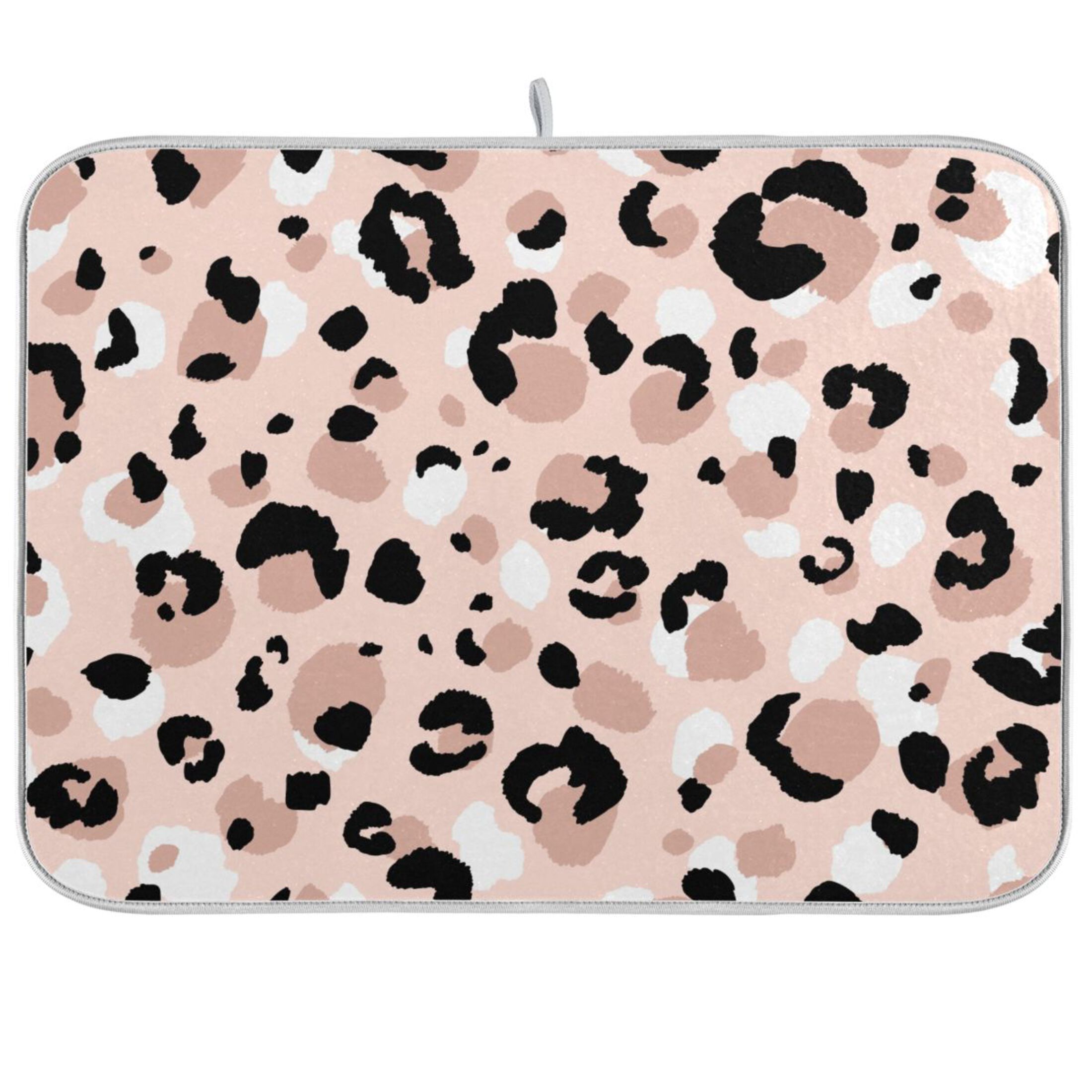 Beige and Black Leopard Dish Drying Mat Microfiber Kitchen Mats Large ...