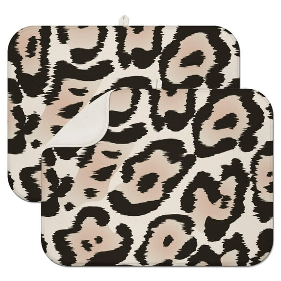 Beige and Black Leopard Pattern Dish Drying Mat for Kitchen 1 Pack ...