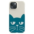 Beige and Blue Two Tone Cat Face Phone Case for iPhone 11 to 17 A Pet ...