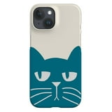 Beige and Blue Two Tone Cat Face Phone Case for iPhone 11 to 17 A Pet ...
