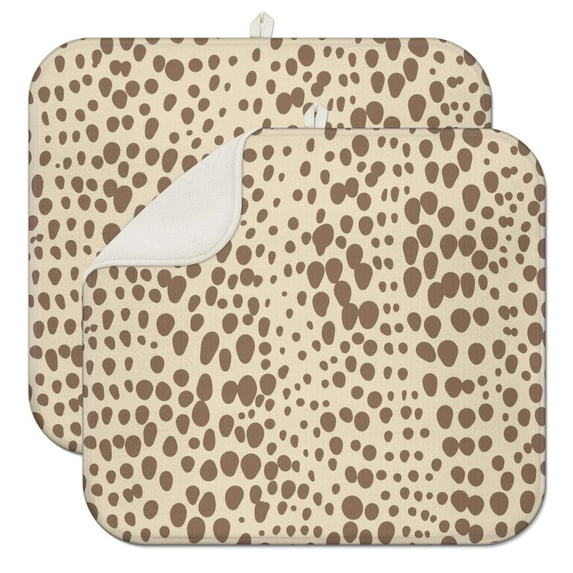 Beige and Brown Of Leopard Print Dish Drying Mat for Kitchen 1 Pack ...