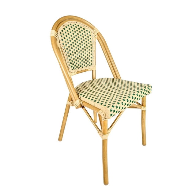Beige and Green with Armless, French Bistro Patio Dining Chair by ...