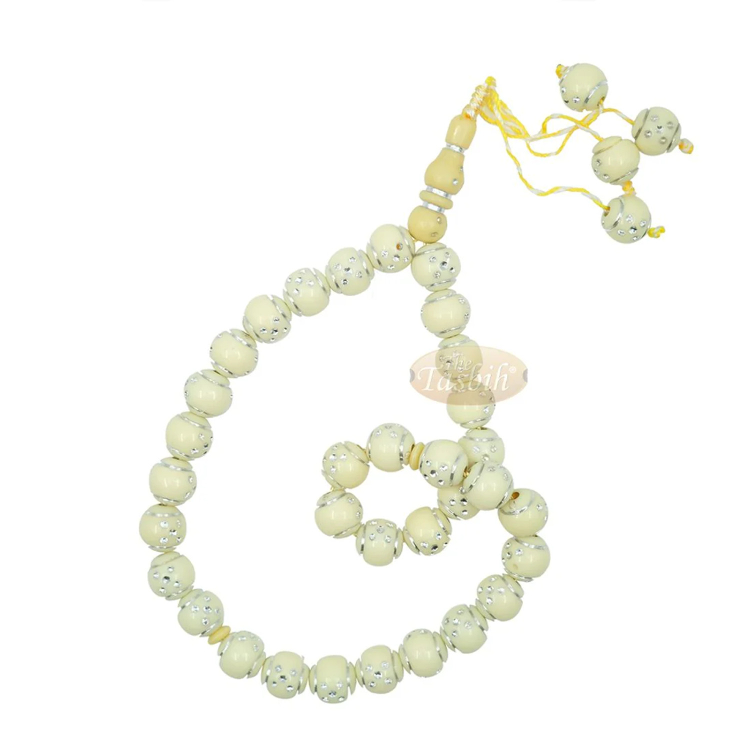 Beige And Silver Domino Design 14Mm Round 33 Bead With 2 Small Dividers ...