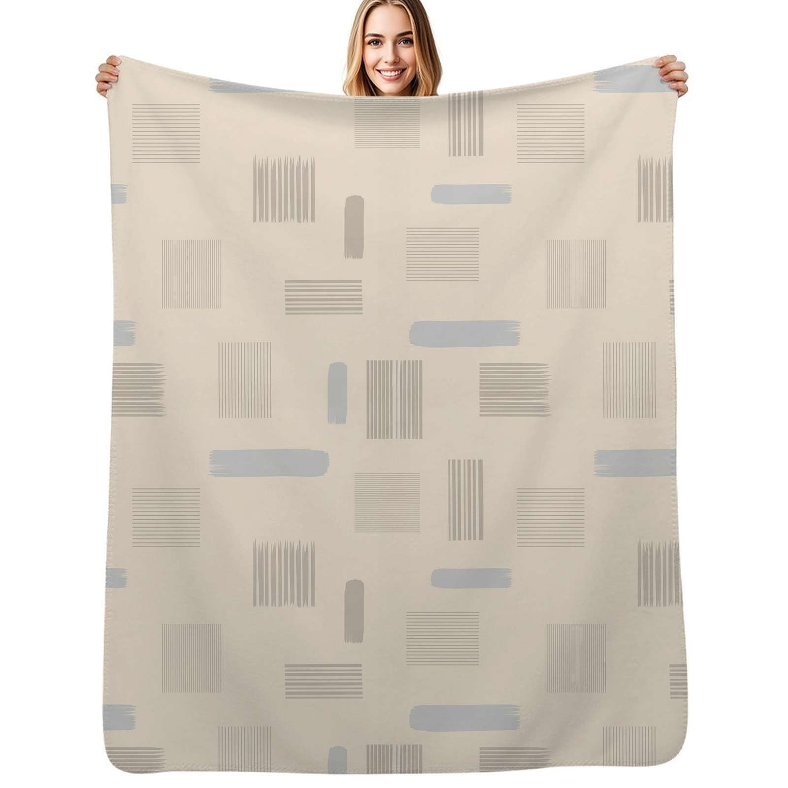 Beige background abstract line pattern Soft Blanket Travel Bedding ...