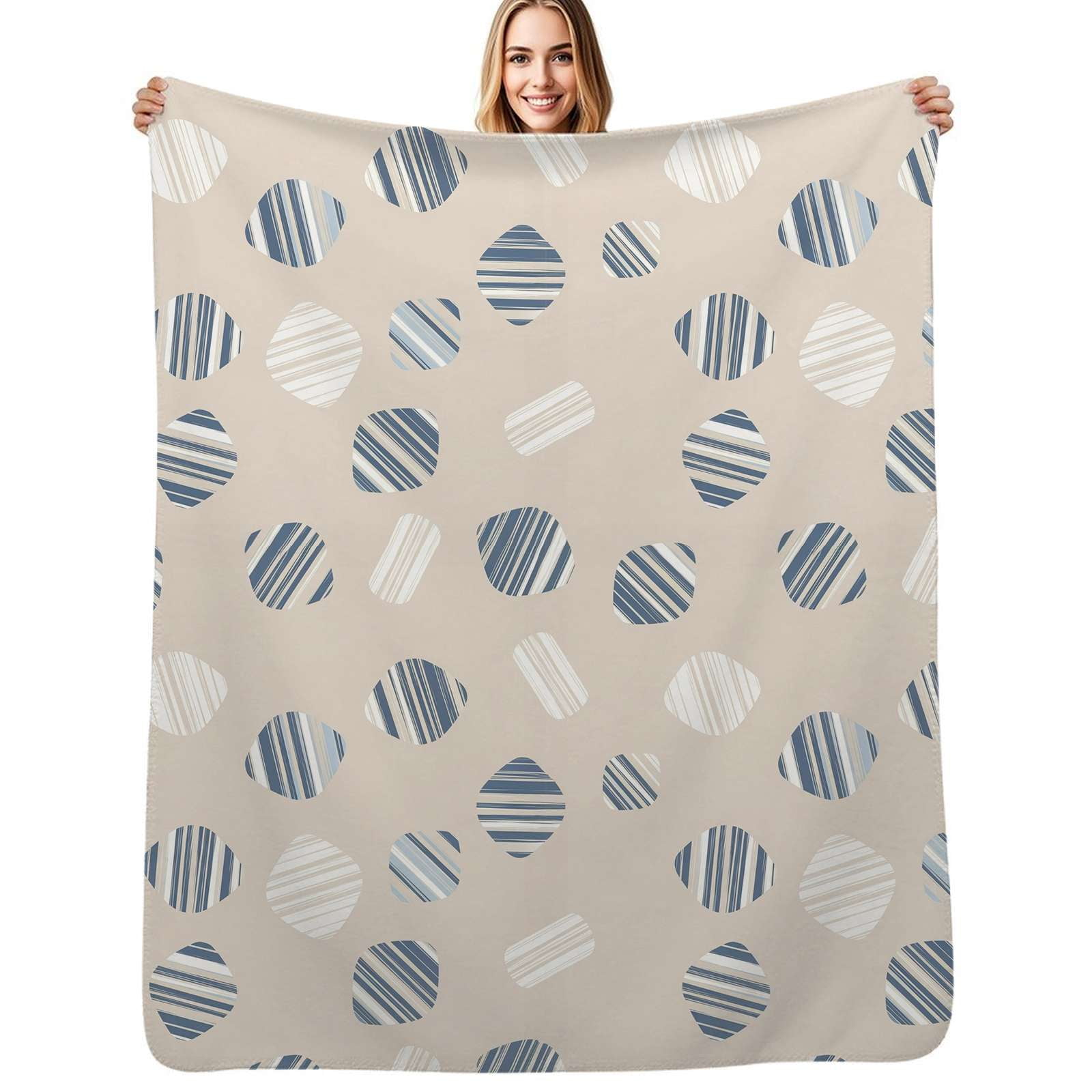 Beige background striped pebble pattern Flannel Blanket Warm Soft ...