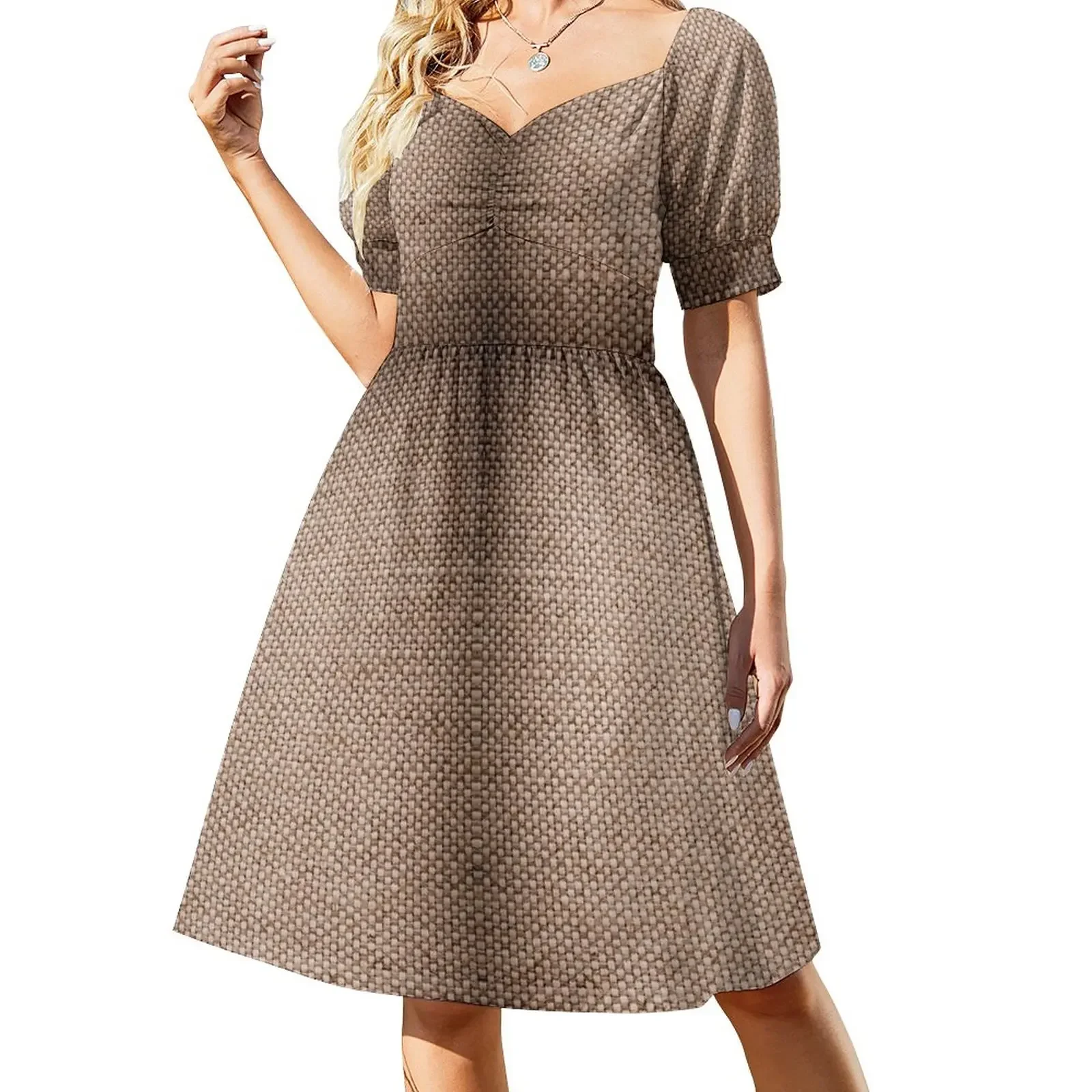 Beige burlap cloth texture abstract Sleeveless Dress Woman's evening ...