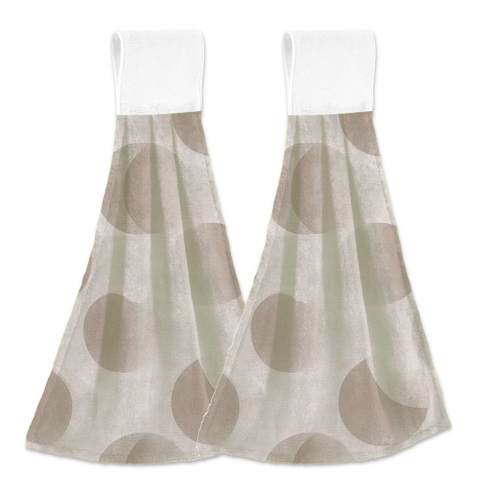 Beige circles textured fabric Hanging Kitchen Hand Towels Sets with ...