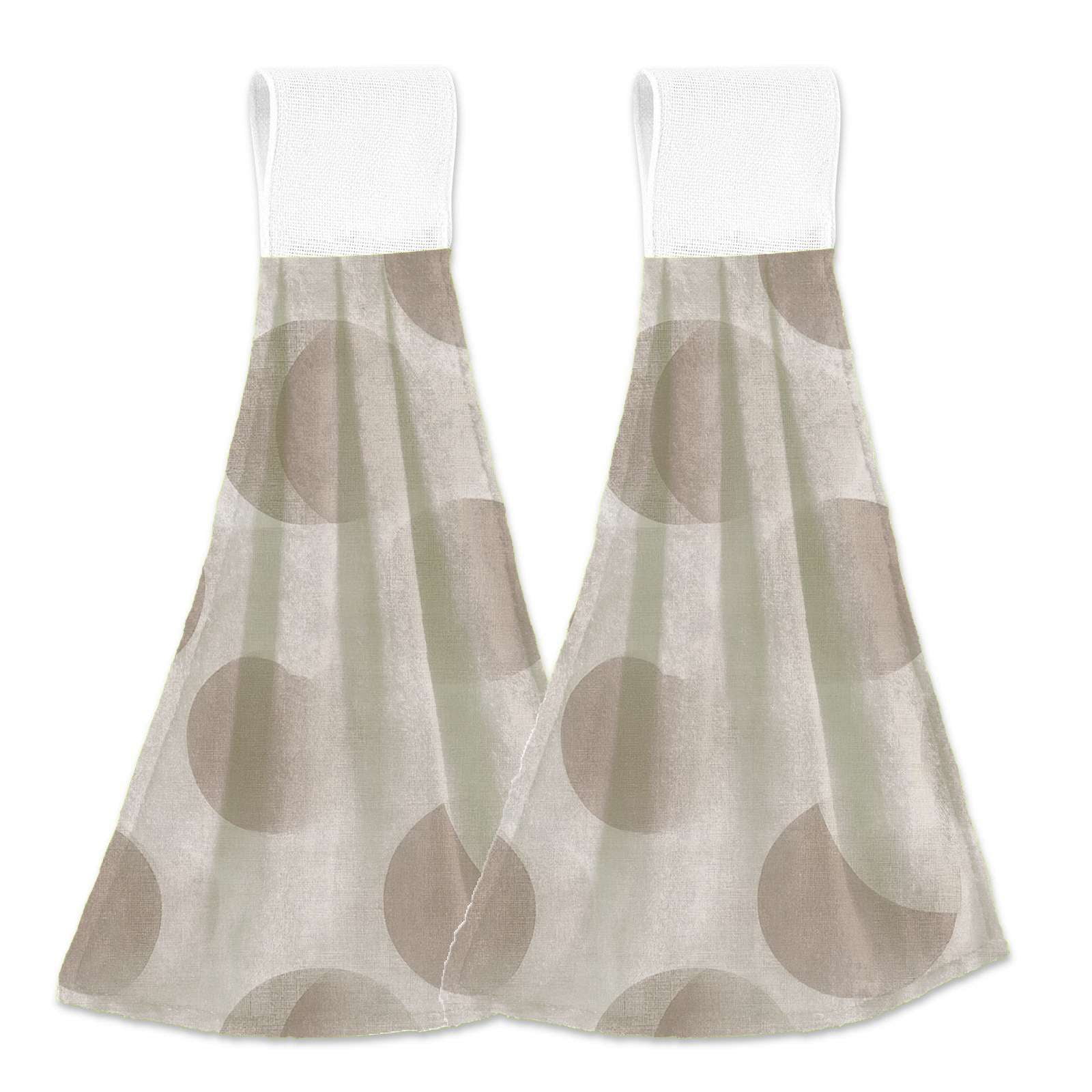 Beige circles textured fabric Hanging Kitchen Hand Towels Sets with ...