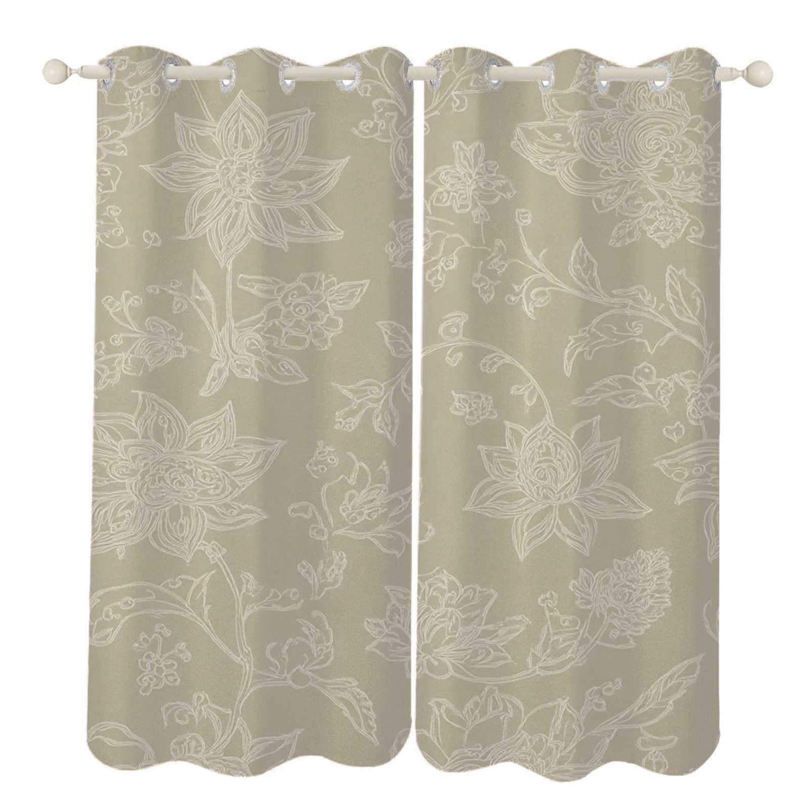 Beige floral seamless pattern Sunshade Curtains Home Bedroom Living ...