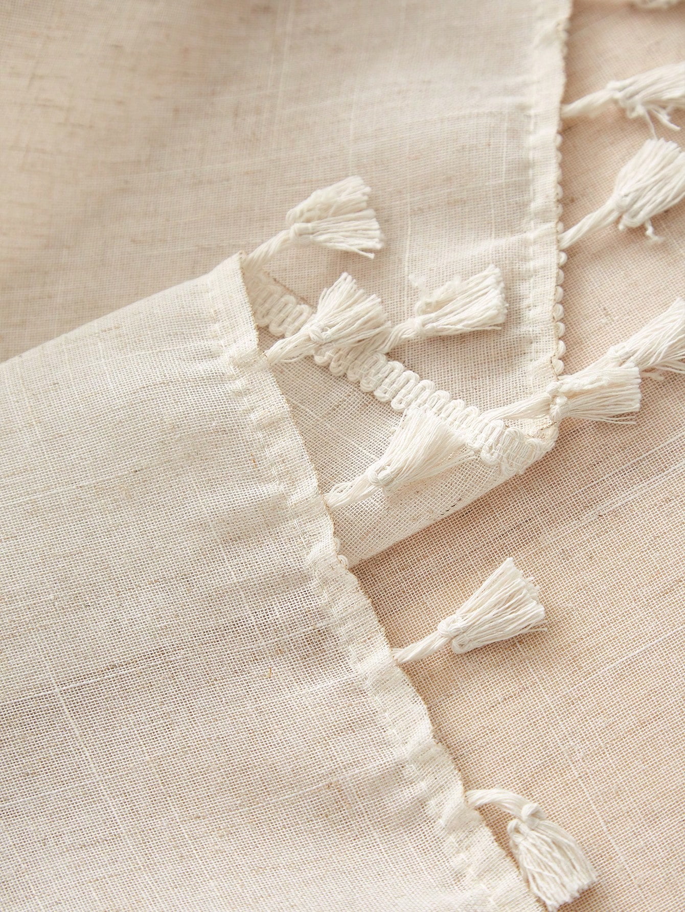 Beige linen square tablecloth, retro countryside style, kitchen living ...