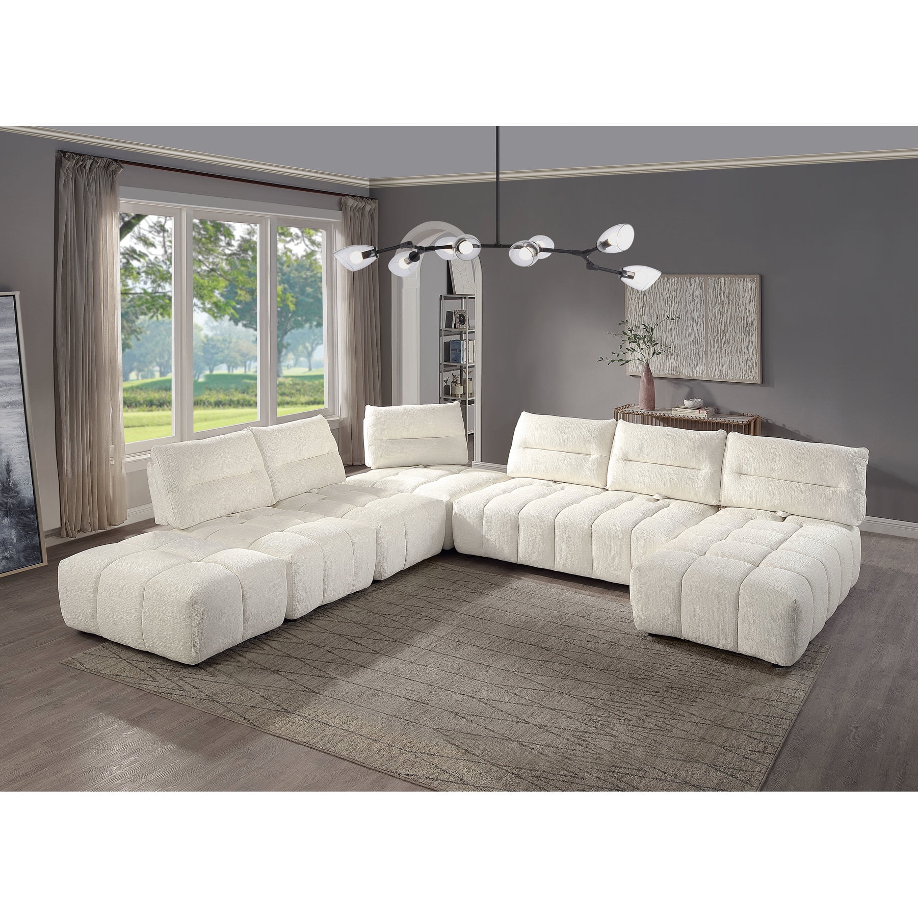Beige modular furniture set with adjustable seat / Space - saving and ...