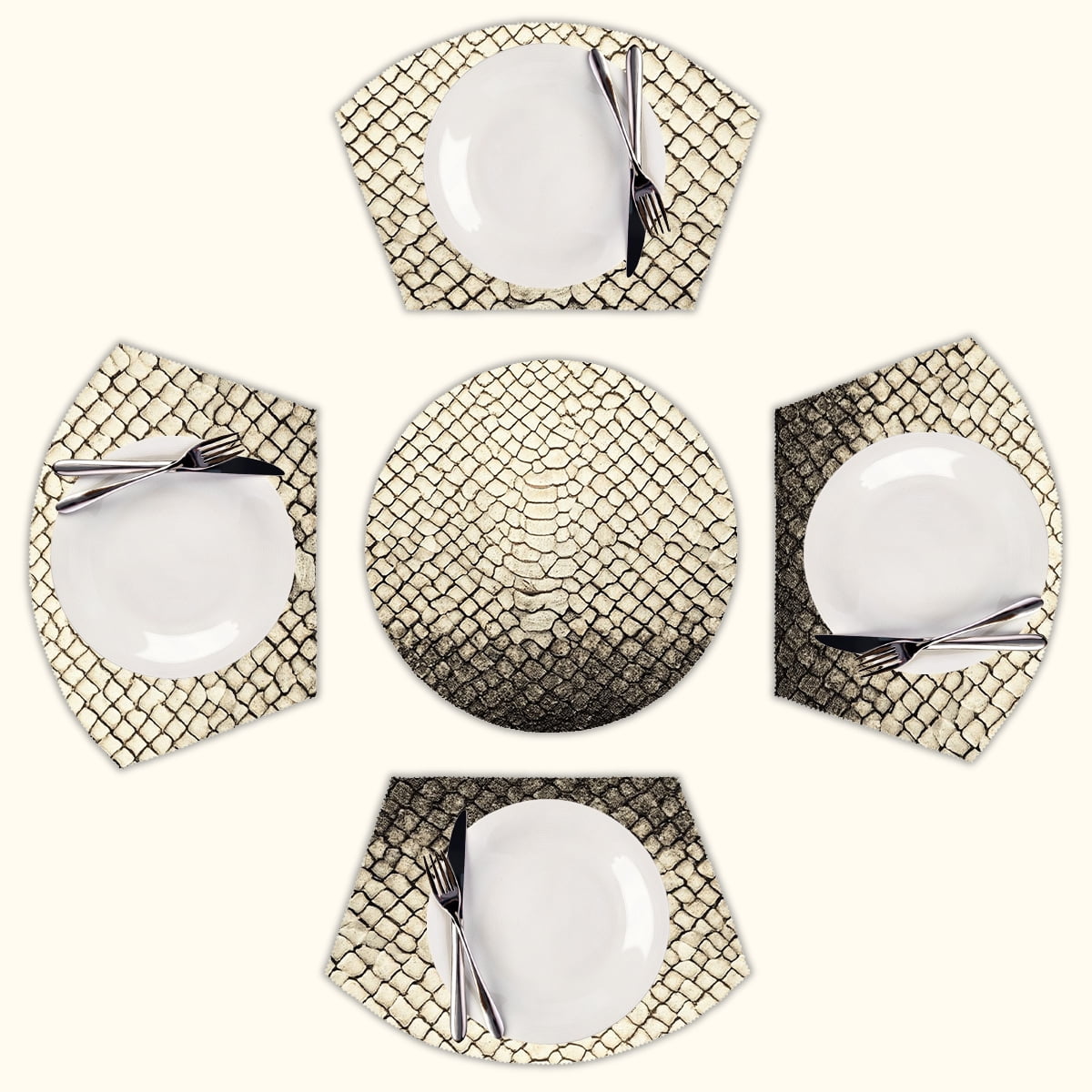Beige snakeskin textured background Round Table Placemats Set Of 5 ...