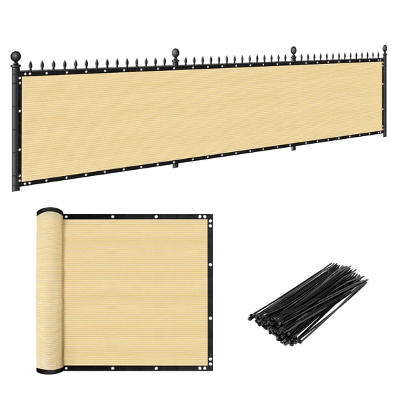 Beige tan privacy fence screen with grommet, outdoor mesh fence cover ...
