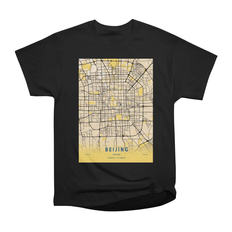 Beijing China Yellow City Map T-Shirt Tee Gift For Him Merch For Her ...