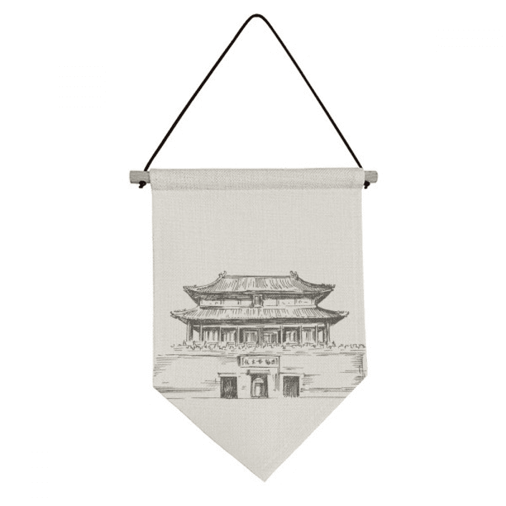 Beijing City Landmark Sketch Canvas Flag Hanging Wall Art Decor Banner ...