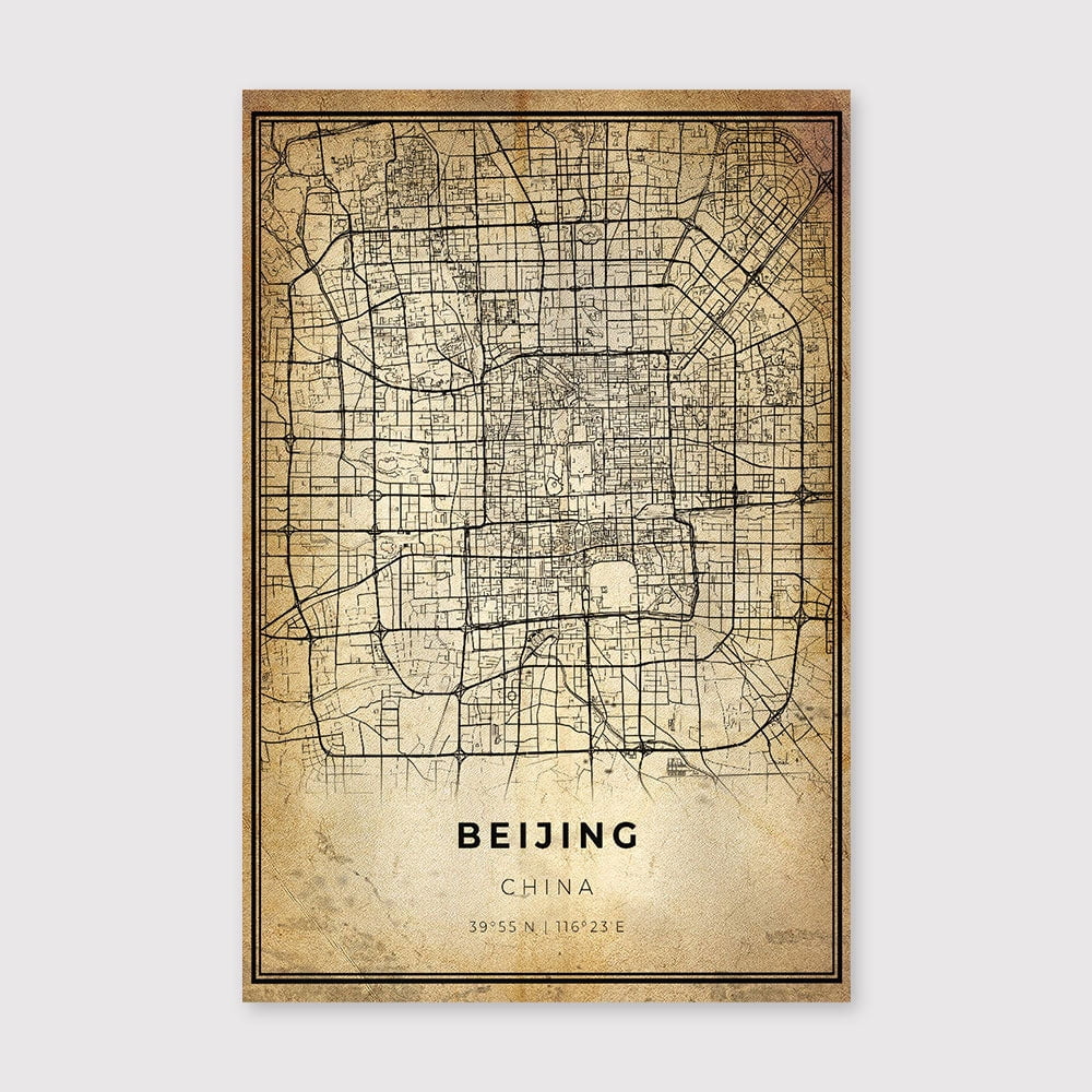 Beijing City Map Print: Modern Vintage Wall Artfor Living Room Bedroom ...
