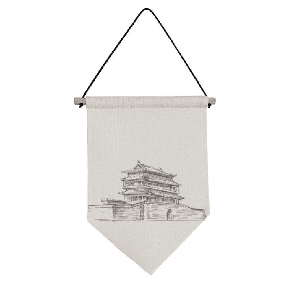 Beijing Landmark Sketch Canvas Flag Hanging Wall Art Decor Banner ...