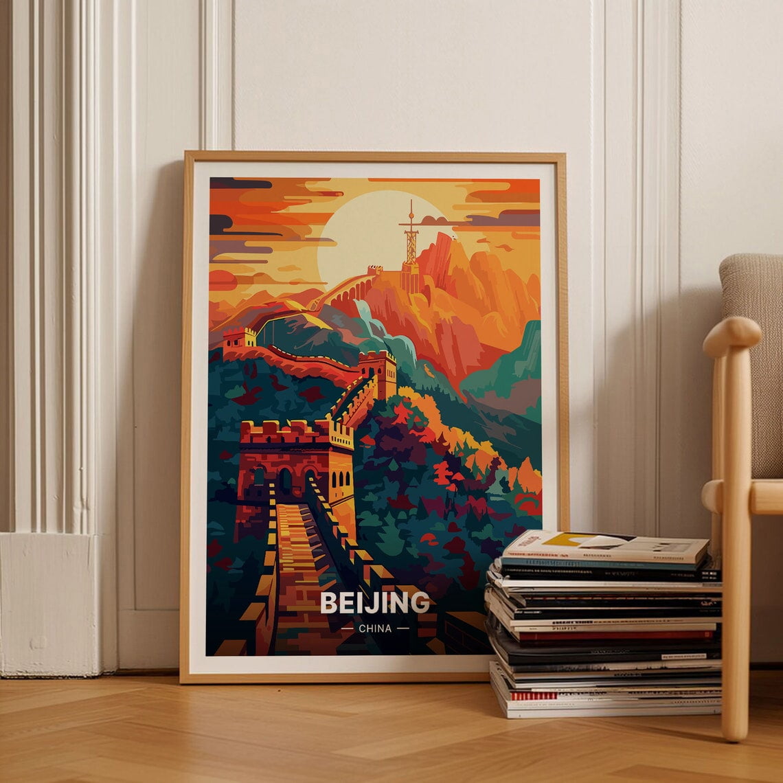 Beijing Travel Poster, Retro China Wall Art, Asia Inspired Home Decor ...