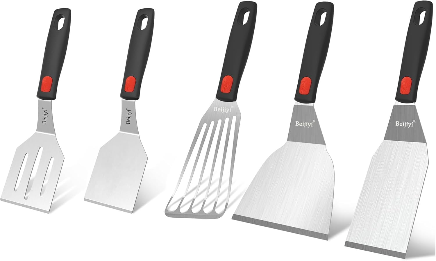 Beijiyi Stainless Steel Spatula Set with Heat Resistant Silicone Handle ...