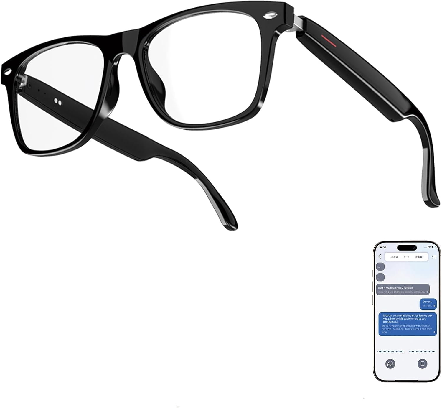 Beiled AI Smart Glasses, Bluetooth Glasses for Women Men, Translator ...