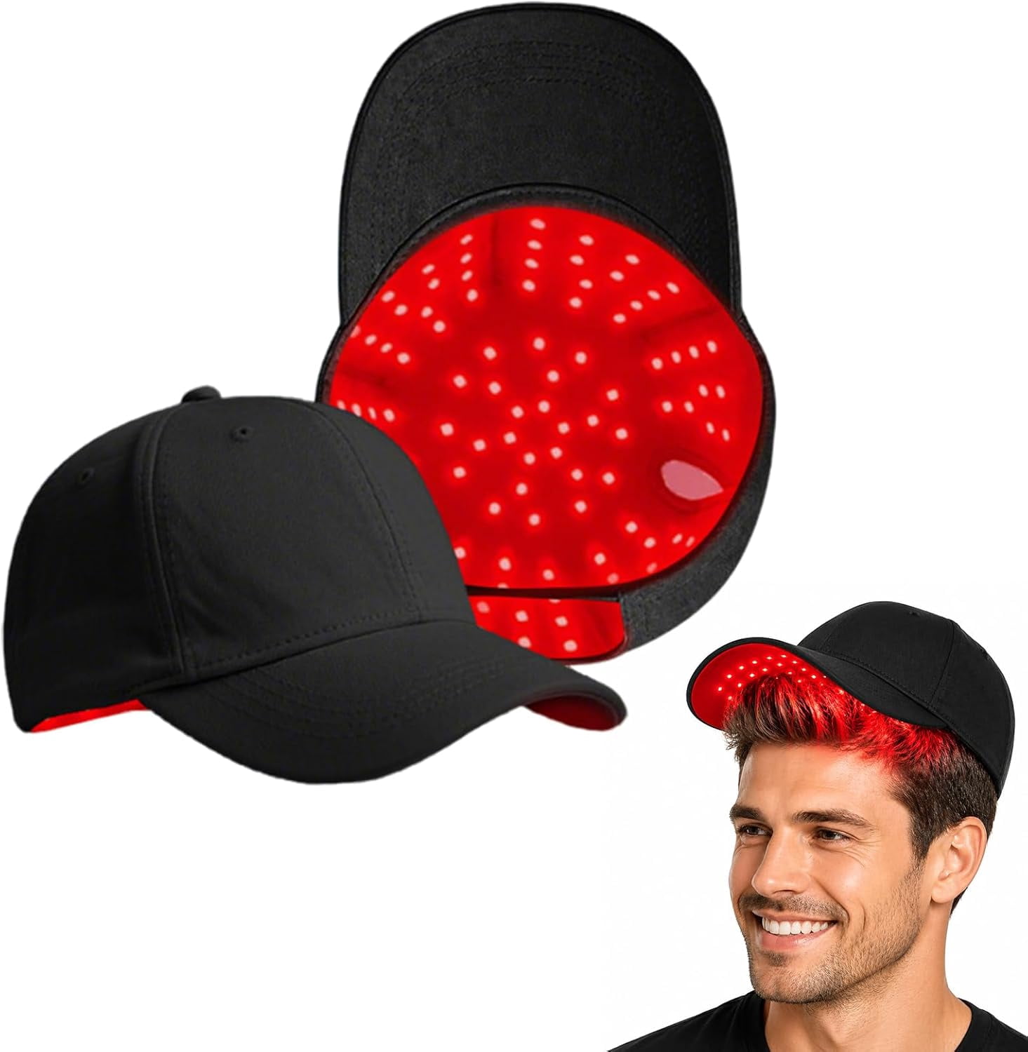 Beiled Portable LED Red Light Therapy Cap with 56 LED Beads, 660nm Red ...