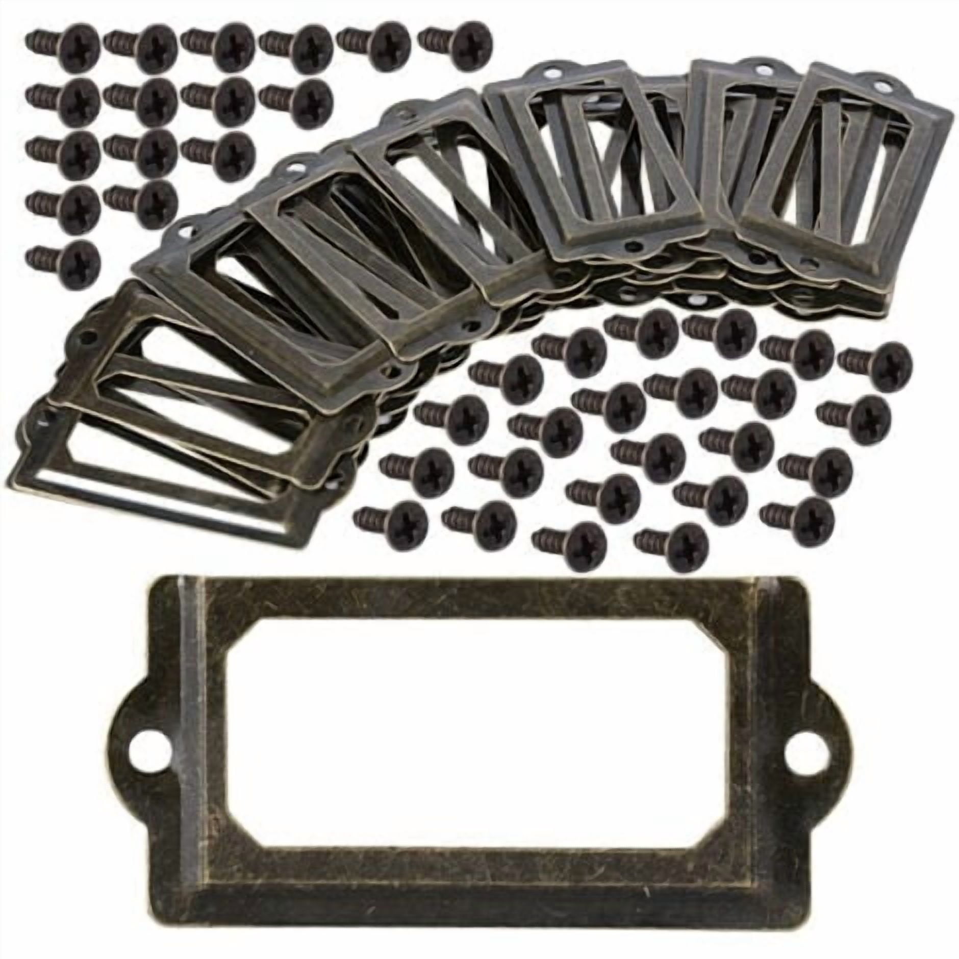 Beilin Set of 30 Metal Label Holders with Screws 70x33mm Cabinet Drawer ...