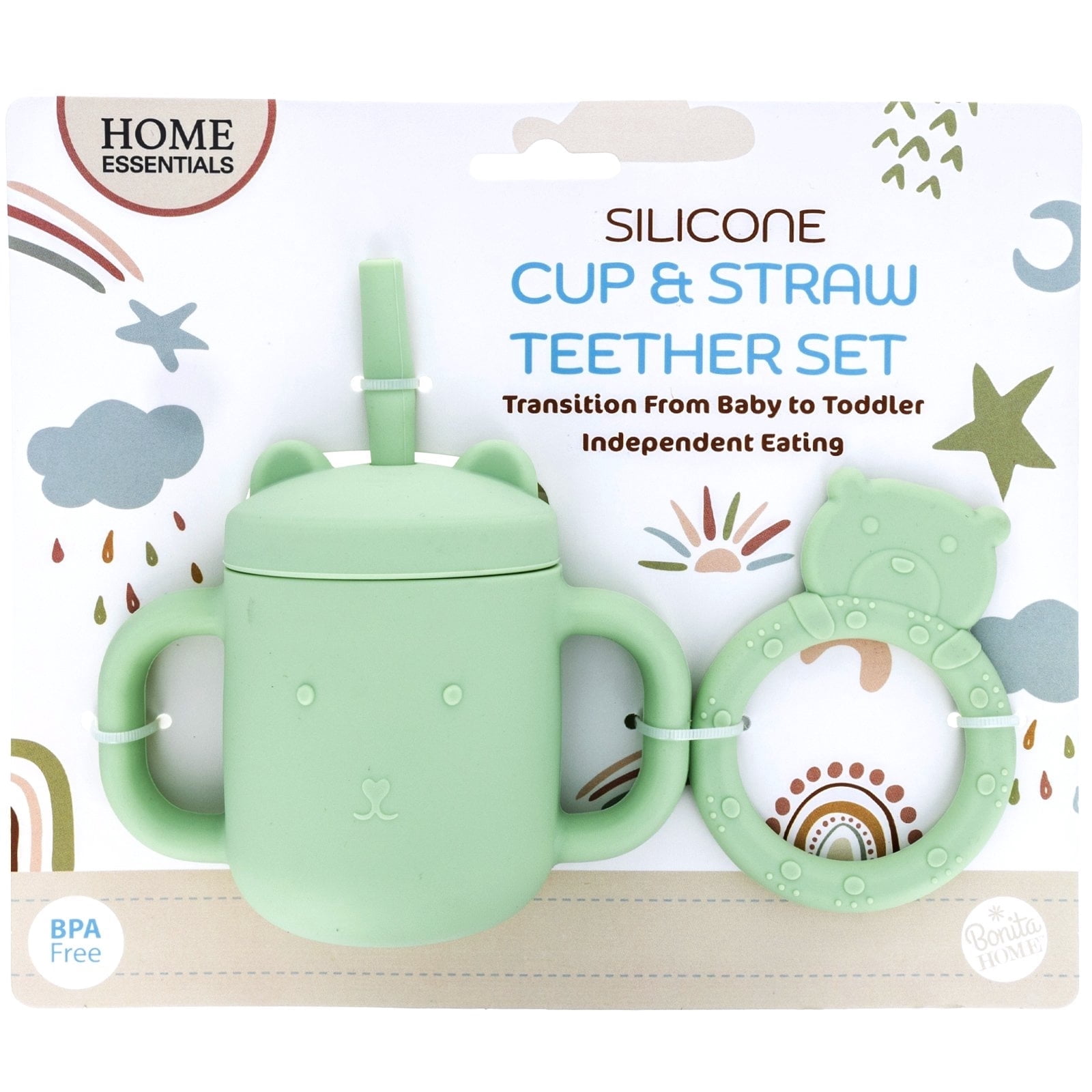 Beille 2pc Food Grade Silicone Sippy Cup and Straw Teething Toys Set ...