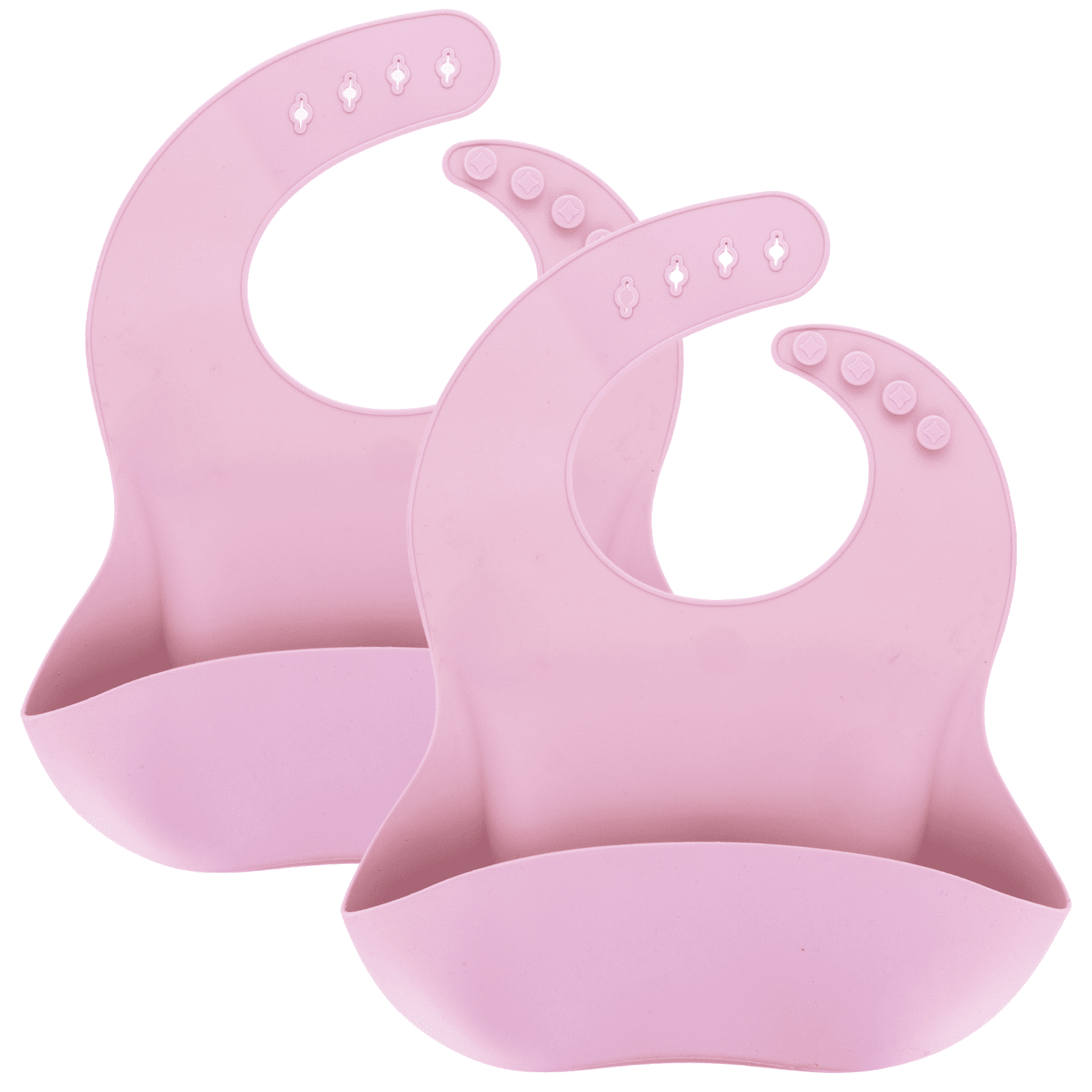 Beille 2pk Pink Baby Adjustable Silicone Bibs Toddler Food Pouch Ages ...