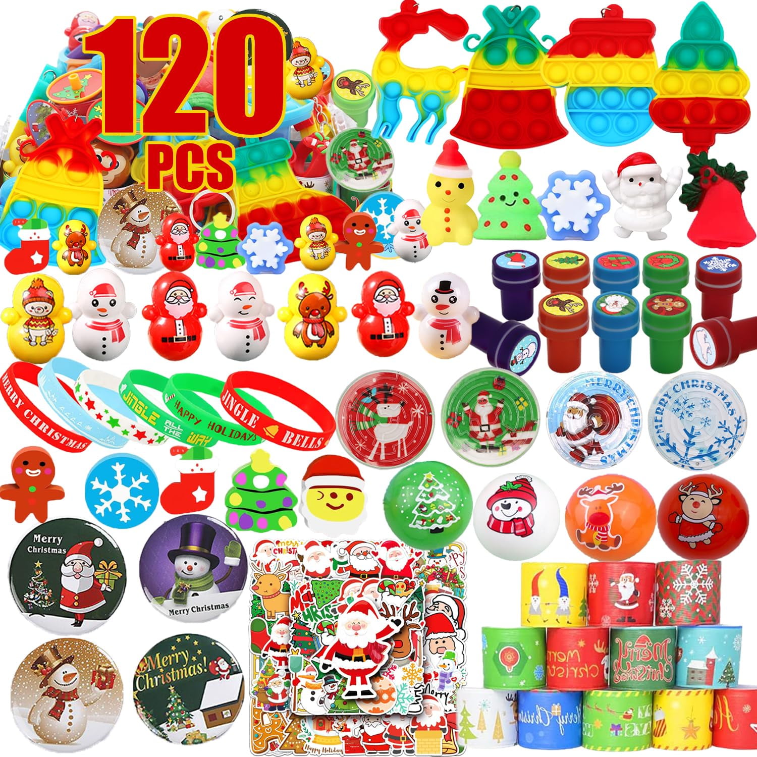 120 Pcs Christmas Goodie Bag Stuffers for Kids, Bulk for Students ...
