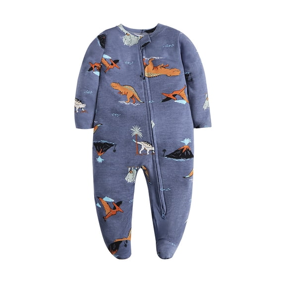Beilxfa 0-12M Baby Boys Cotton Long Sleeve Footed Jumpsuit Rompers ...